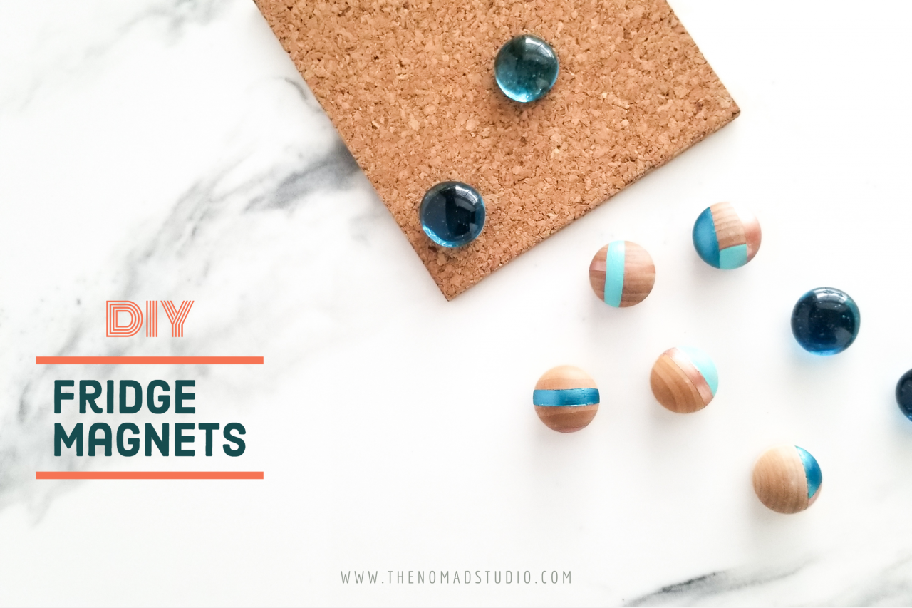DIY Fridge Magnets with Wood button & Marble - The Nomad Studio