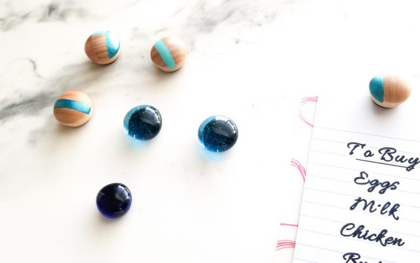 DIY Fridge Magnets with Wood button & Marble - The Nomad Studio